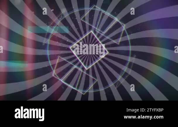 Animation of outlines of geometric shapes moving with rainbow colored ...