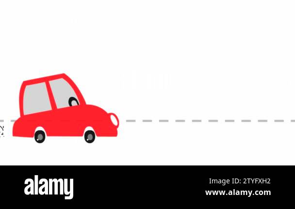 Cartoon traffic cars driving in same direction (seamless loop animation ...