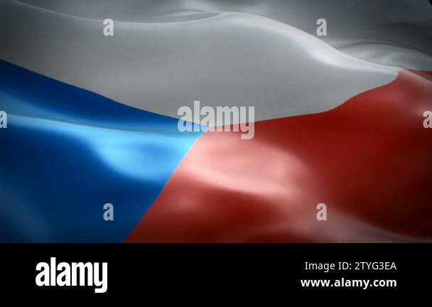 Czech waving flag. National 3d Czechia flag waving. Sign of Czech ...