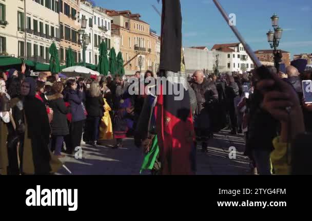 Venice, Italy - February 23 2019: Carnival celebration Festa delle ...