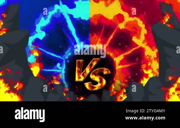 Cartoon fire animation. Flame loop background. Competition. Battle game ...
