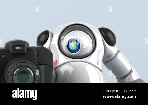 Robot holding camera - 3D animation Stock Video Footage - Alamy