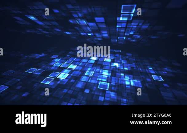 Abstract blue flashing rectangle grid perspective motion graphic ...
