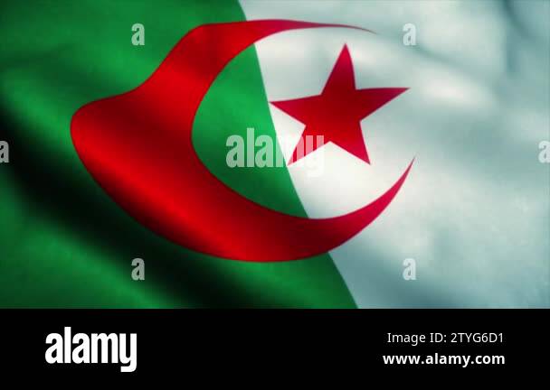 Algeria flag waving animation. Flag of Algeria waving in the wind. Sign ...