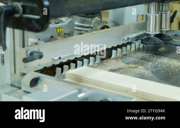 Process of adding furniture parts on a modern drilling machine Stock ...