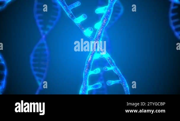 Abstract glittering DNA double helix with depth of field. Animation of ...