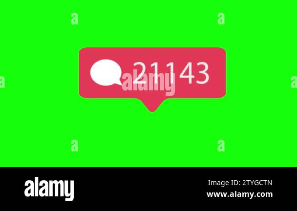 Pink Comment Icon On Green Chroma Key Background. Comment Counting for ...