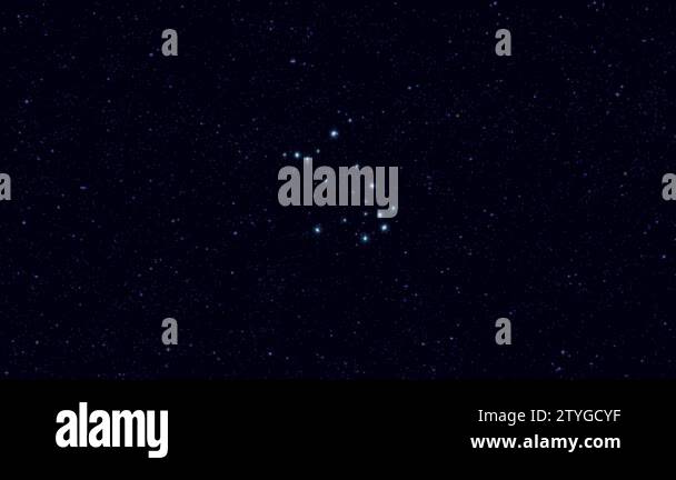 Gemini (The Twins) constellation, gradually zooming rotating image with ...
