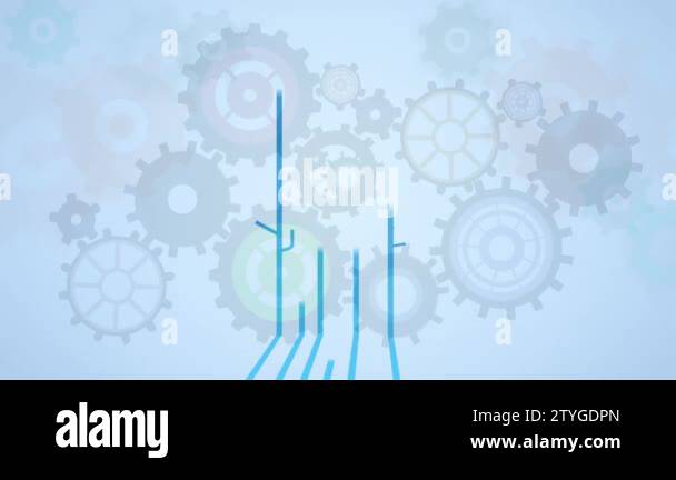 Digital composite of blue colored connection lines in the form of tree ...