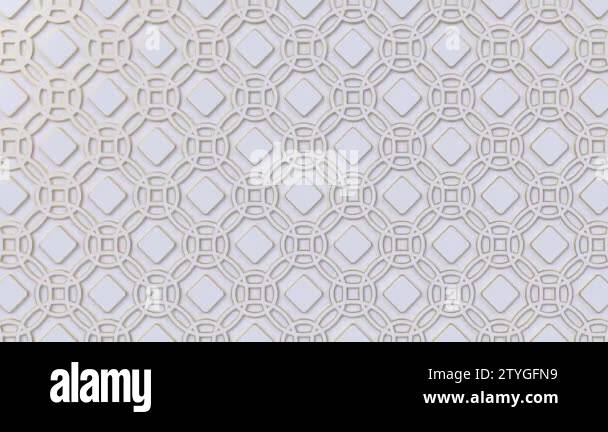 Arabesque looping geometric pattern. Gold and white islamic 3d motif ...