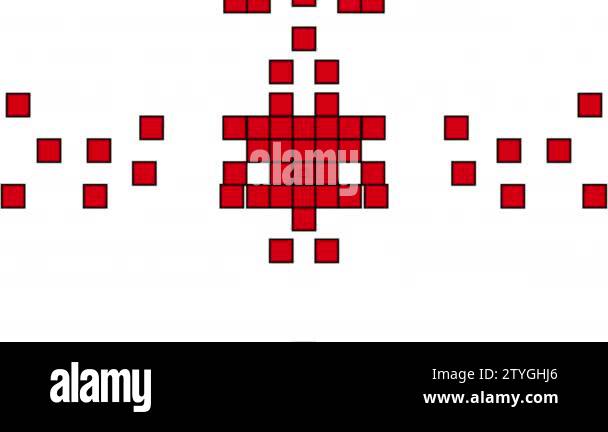 Red Pixel Art Heart in Retro Style. Animation 4K on a white background ...