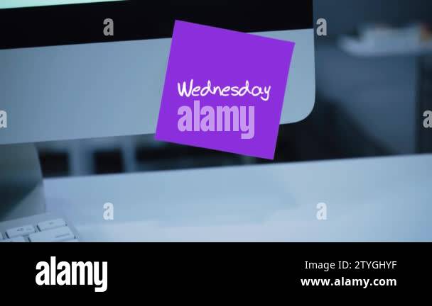 Wednesday. Days of the week. The inscription on the sticker on the ...