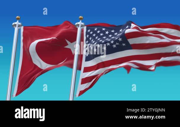 4k Seamless United States of America and Turkey Flags background,USA US ...