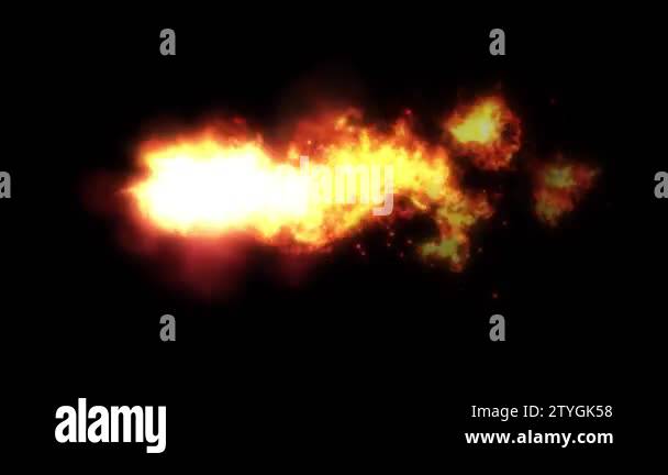Shockwave Power Fire Meteor Loop/ Animation of a powerful fire comet with speed explosion wave ...