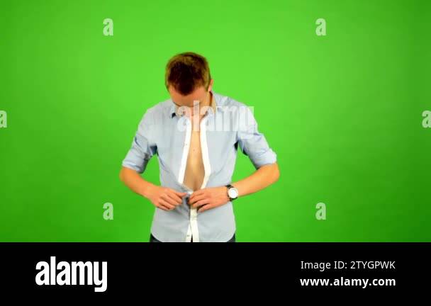 Man - green screen - portrait - man unbuttoned his shirt and man ...