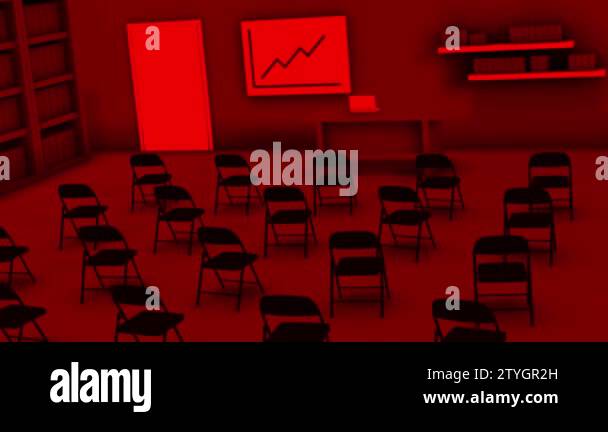 Abstract empty test or exam room of red color, education concept ...