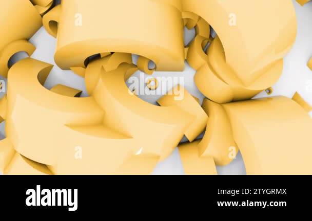 3D shapes round cylinders on white wall. Set of 6 different colors. 4K ...