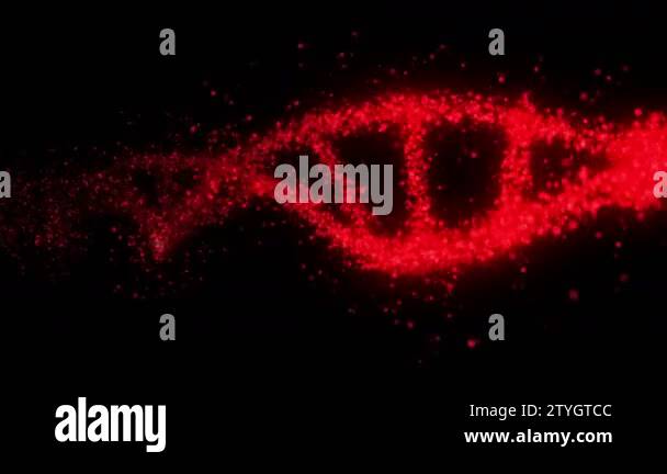 Molecule of DNA system with red blood. Blood floating through. Loop ...