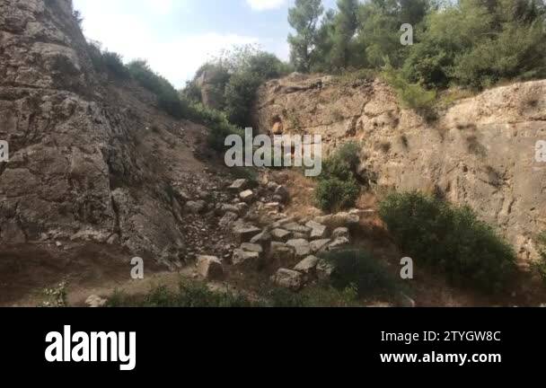 Ajloun, Jordan - stone walls of the historic castle part 8 Stock Video ...