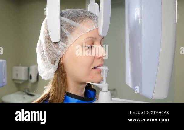 Medical procedure on 3d orthopantomograph. Taking a panoramic digital X ...