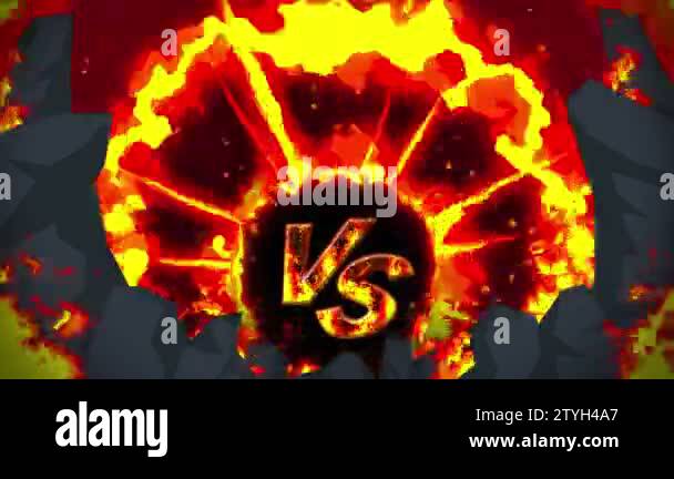 Cartoon fire animation. Flame loop background. Competition. Battle game ...