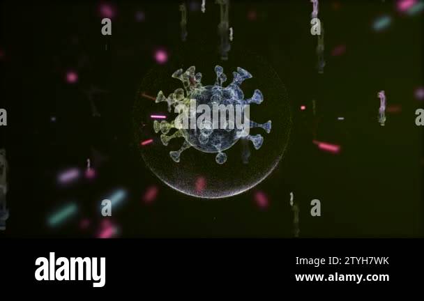 3d animation of germ inside a transparent bubble attacked by laser ...