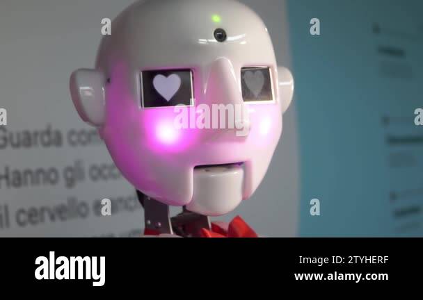 The robot shows emotions. Artificial Intelligence. Modern robotics. The ...