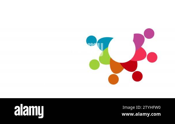 People logo. Group teamwork symbol of eight persons in a circle.4K ...