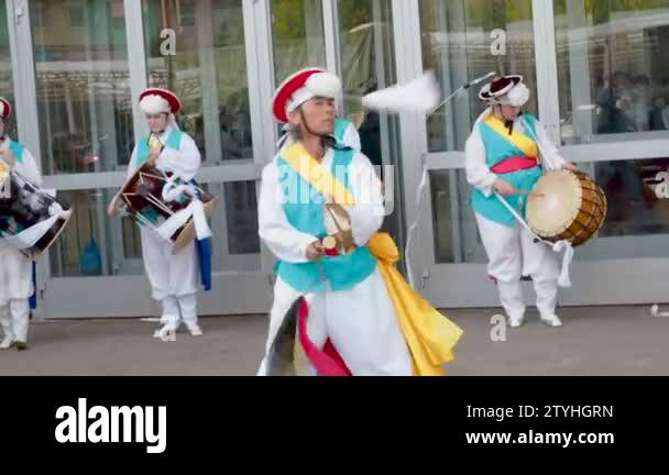 Moscow, Russia, July 12, 2018: Korean culture festival. A group of ...