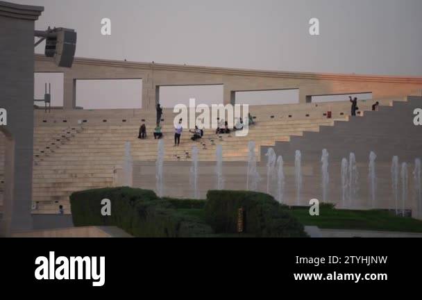 Katara Cultural village at sunset with multi purpose hall amphitheater ...