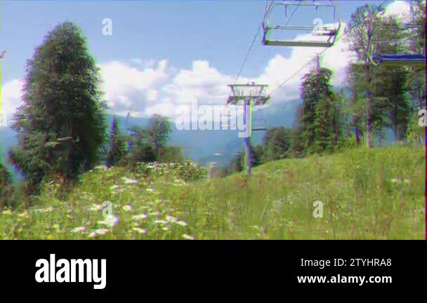 Glitch effect. Do not move the cable lift. Sochi, Russia. Video ...