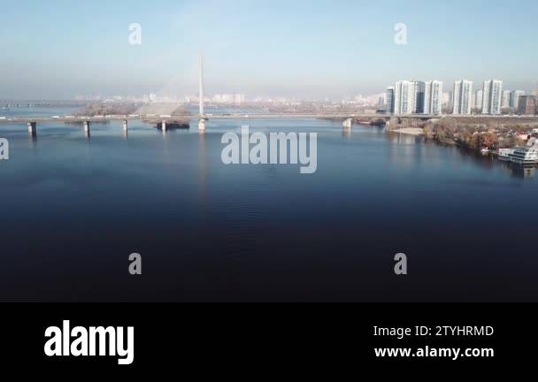 Aerial of the south bridge, city Kyiv Ukraine. South Bridge city of ...