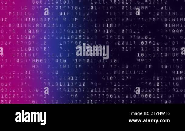 Digital Animation Of An Outer Space Themed Gradient Background Filled With Binary Codes Stock
