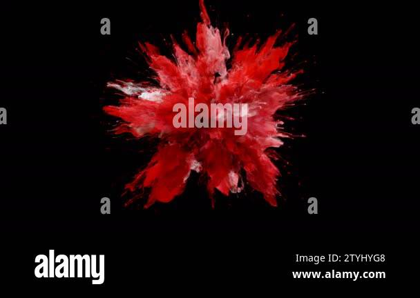 Red Color Burst - colorful smoke explosion fluid particles slow motion ...