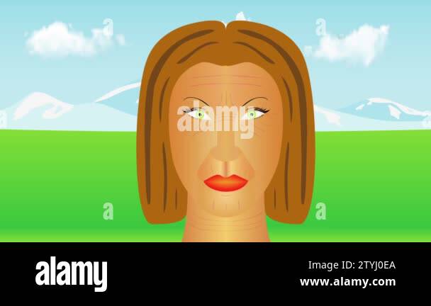 Woman's face with the places where wrinkles appear with age. Girls face ...