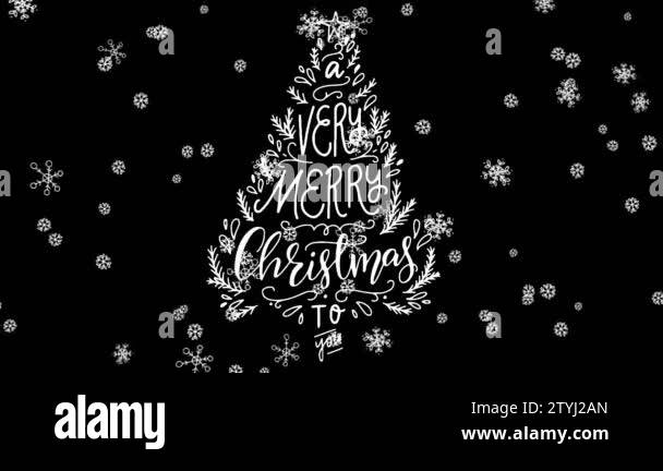 A Very merry Christmas to you hand written lettering in holiday tree ...