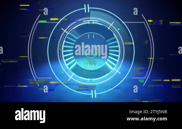Animation of white scope scanning and recording on glowing blue and ...