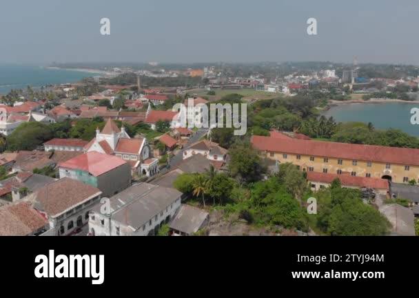 Galle Fort, Sri Lanka. Panoramic Top View, lightower and the mosque of ...