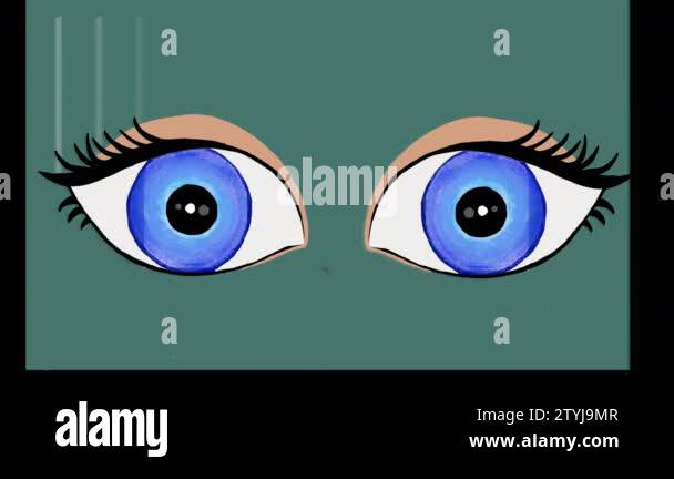 People isolation concept. Cartoon-style animated eyes blinking in ...