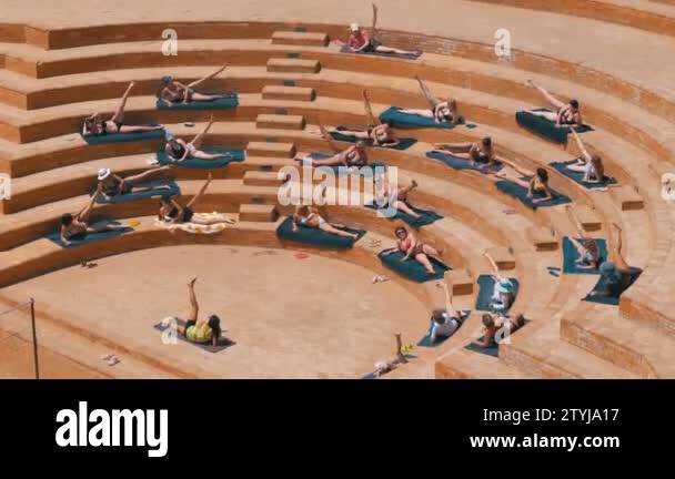 Hotel Animation in Egypt on the Beach Holds Gymnastics Exercises for ...