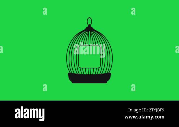 Animation of bird cages. Inside the cell appears the human brain. Green ...