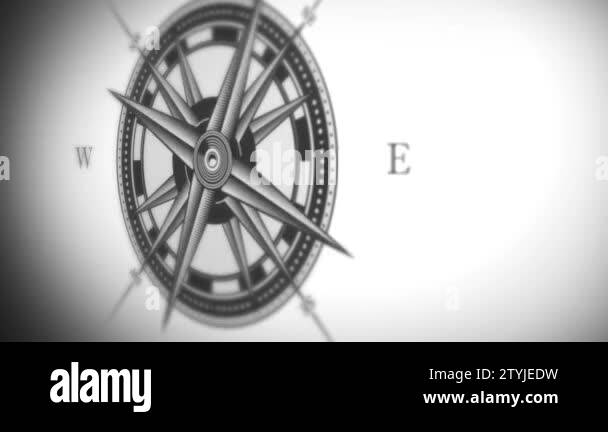 Compass Rose Animation Background Loop/4k animation of a black and ...