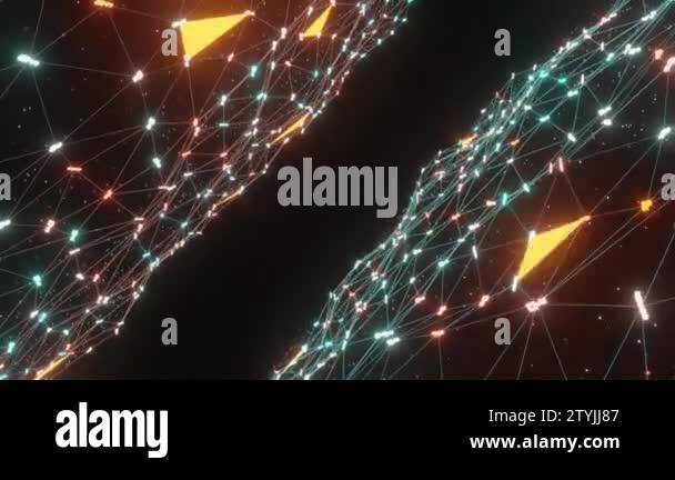 Abstract line lighting frame structure pattern wireframe polygon futuristic particle Key icon 3D ...