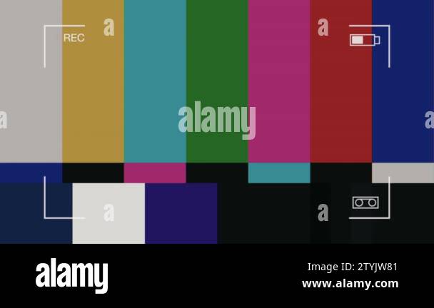 Stand by TV. Color Bars Glitch No Signal. Camera Recording Screen with ...