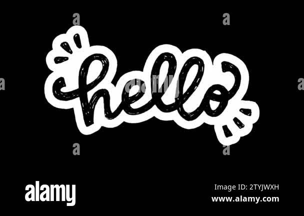 Motion graphic with handwritten lettering inscription Hello. Animated ...
