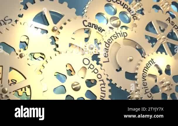 Illustration of rotating cogs with words Career, Occupation, Coach ...