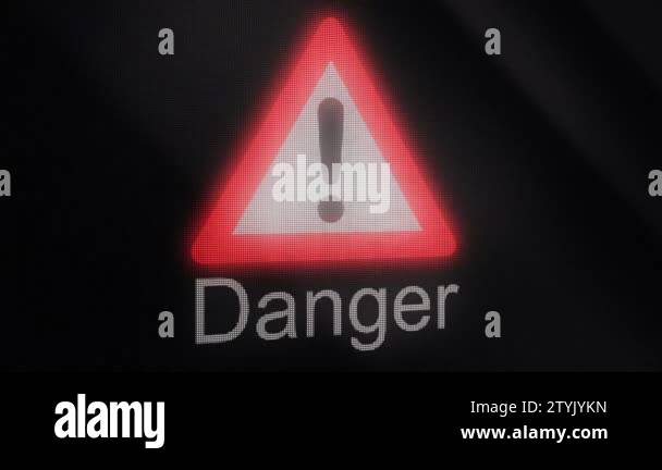 Animation extrusion of symbol of danger. Sign of skull, sign of nuclear ...