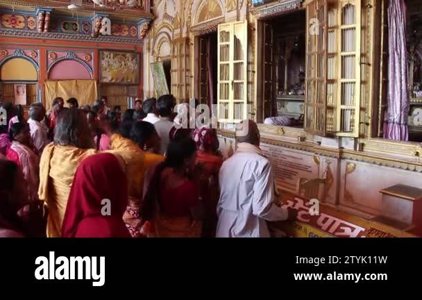 Ayodhya, India - Circa March 2019. Devotees visited Dashrath Mahal ...