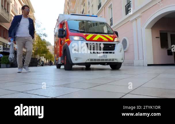 Monte-Carlo, Monaco - March 31, French Red And White Fire Department ...