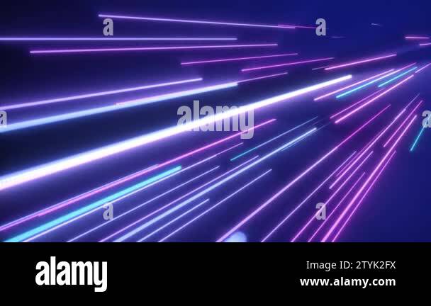 Neon pink blue light streaks. Seamless loop 4k abstract motion background. Fluorescent ...